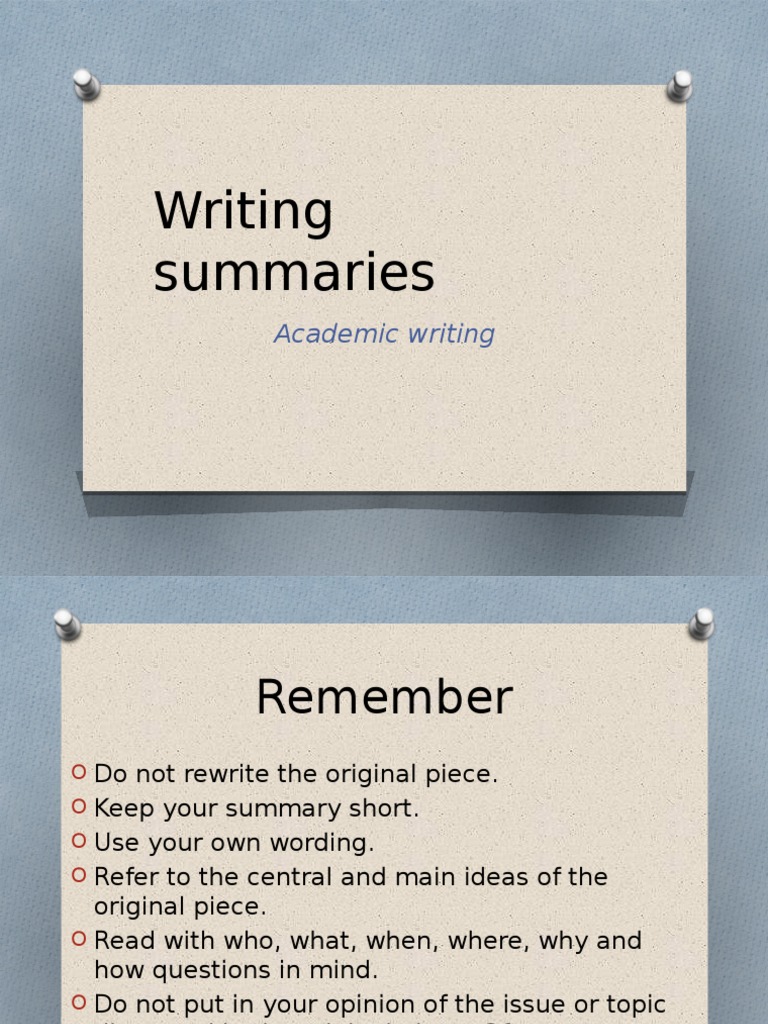 Guidelines for Writing Summaries | PDF | Lecture | Paragraph