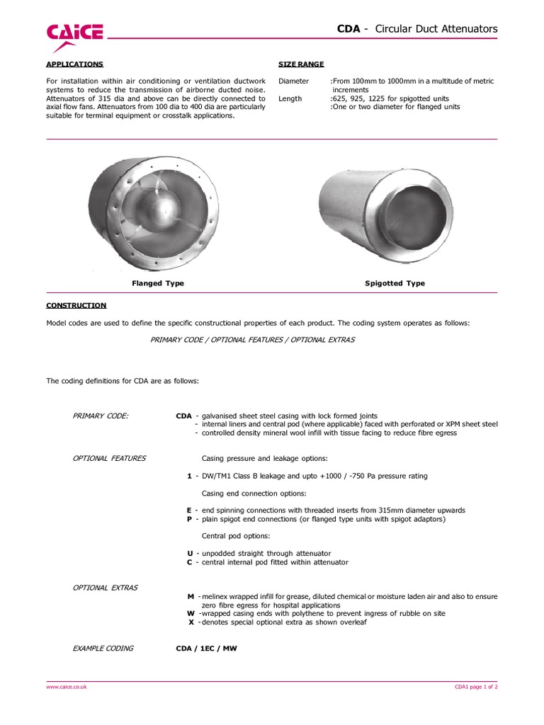 Circular Duct Attenuators Overview | PDF | Duct (Flow) | Building
