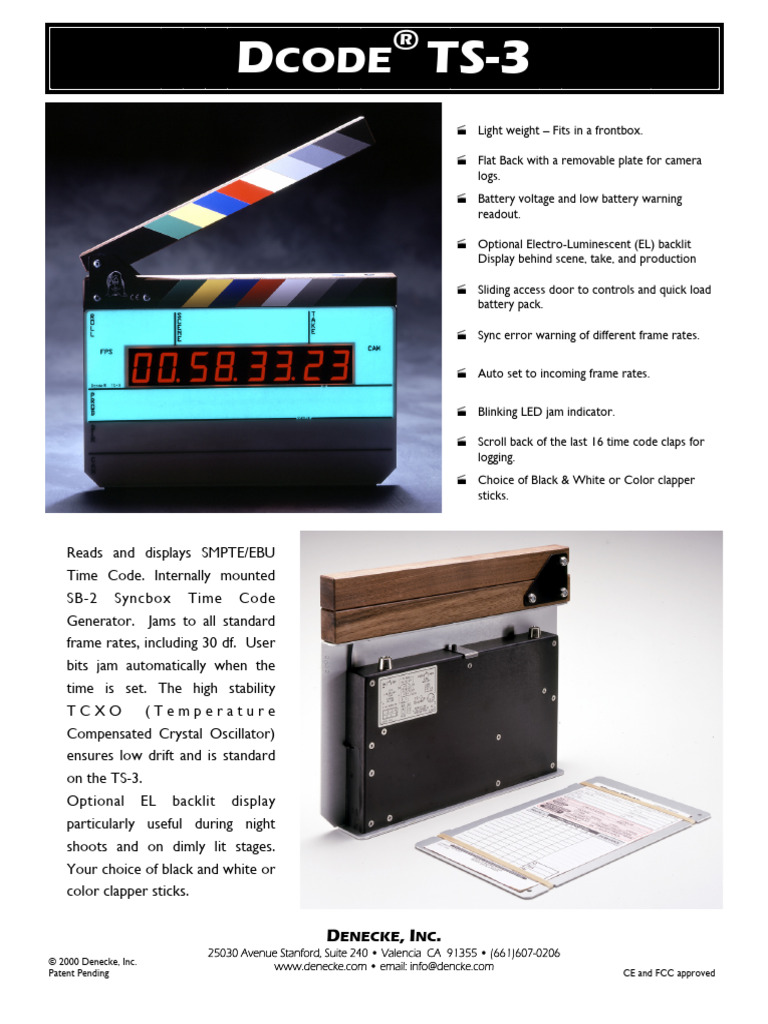 Denecke TS-3 Time Code Slate Manual | PDF | Electronic Engineering ...