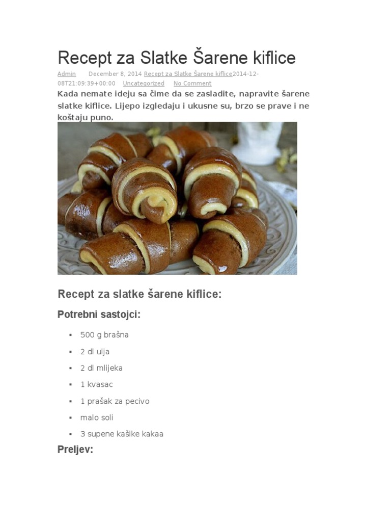 Recept Za Slatke Šarene Kiflice | PDF