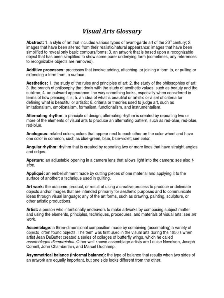 Visual Arts Glossary | Composition (Visual Arts) | Color