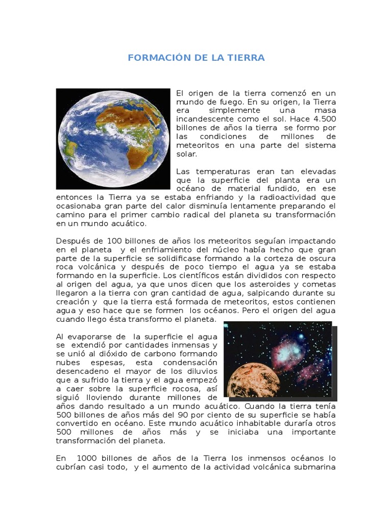 El Origen de La Tierra | PDF | Tierra | Océanos