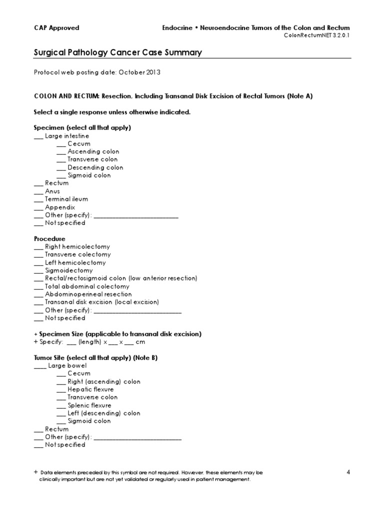 Colon Neuroendocrine Tumour Synoptic CAP | PDF | Large Intestine ...
