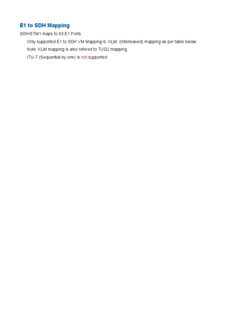 E1 to SDH KLM Mapping Overview | PDF