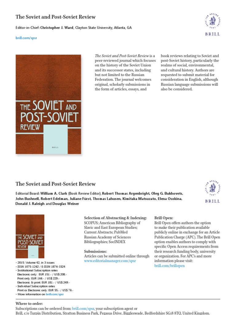 Soviet and Post-Soviet History Journal | PDF
