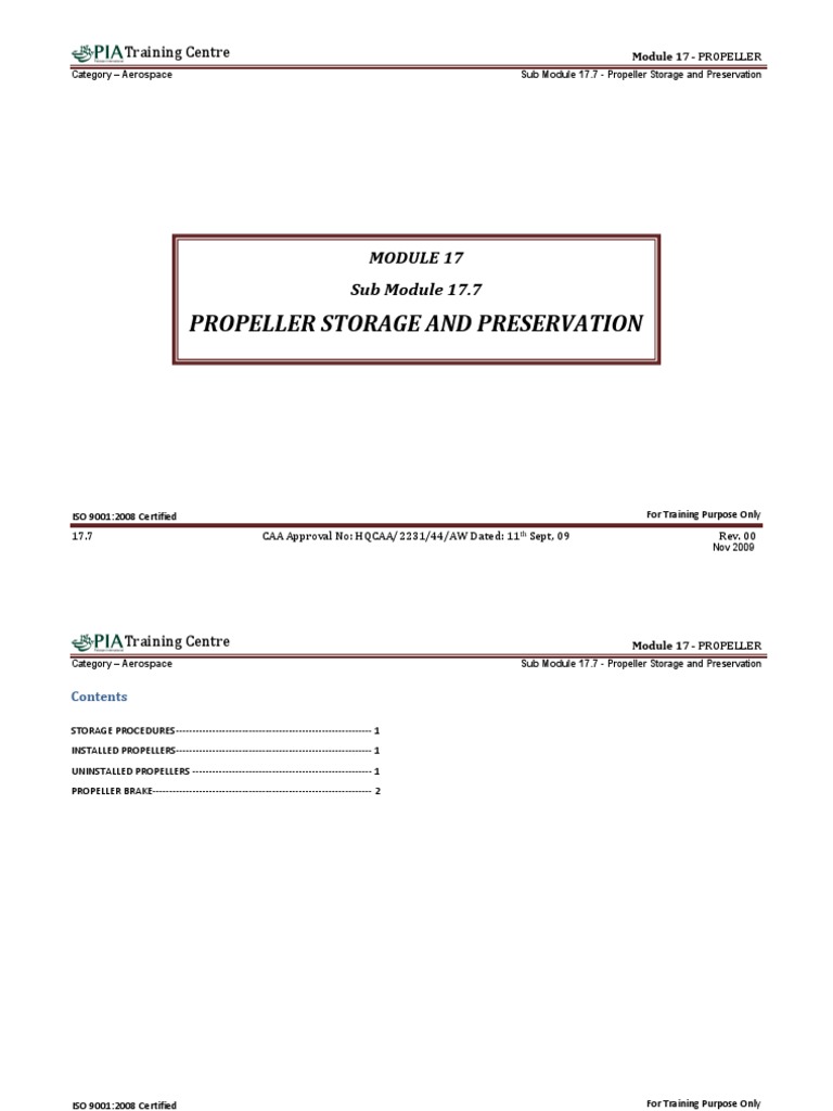 Propeller Storage Guidelines Module 17 | PDF | Brake | Vehicle Parts