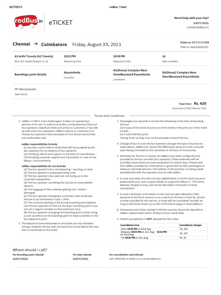 Red Bus Sample | PDF | Ticket (Admission) | Bus