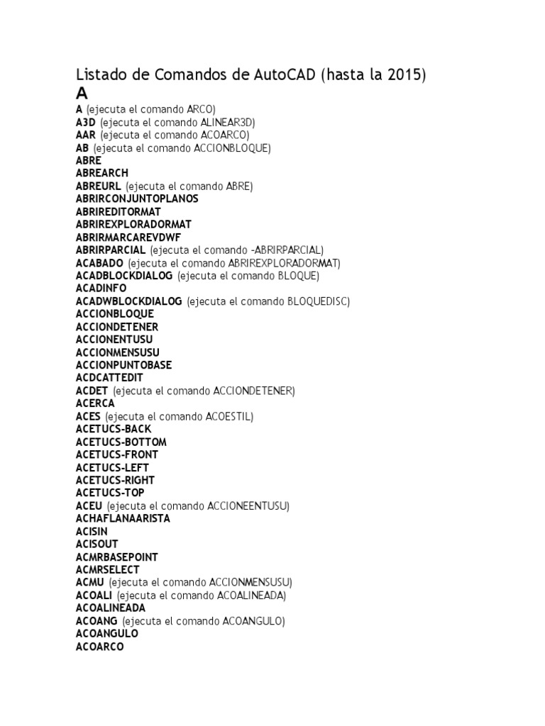 Listado de Comandos de AutoCAD | PDF | Autodesk | Cad automático