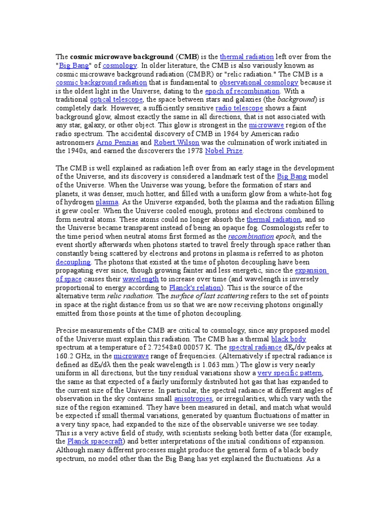 The Cosmic Microwave Background | PDF | Cosmic Microwave Background ...