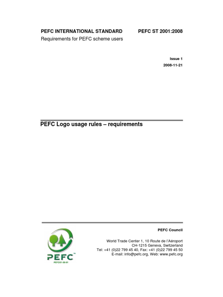 PEFC ST 2001:2008 - PEFC Logo Usage Rules - Requirements | Business