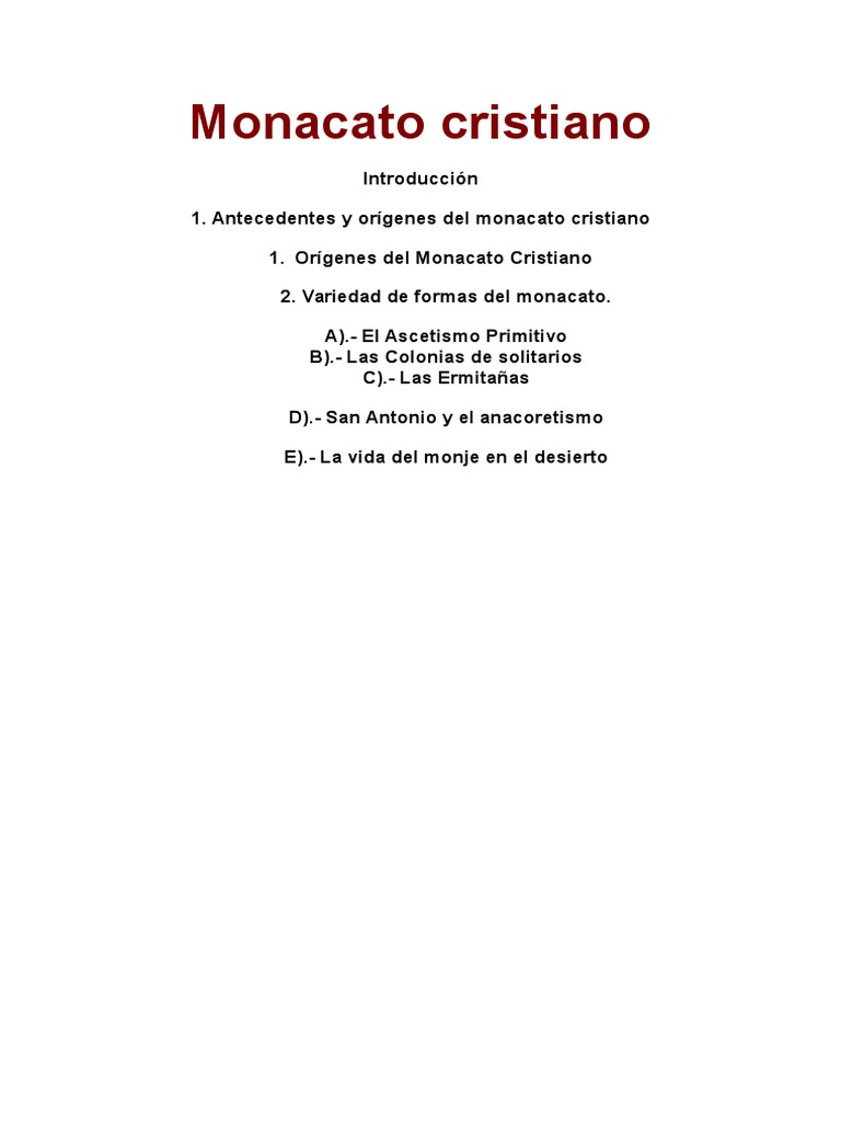 Monacato Cristiano | PDF | Monacato | Monacato cristiano