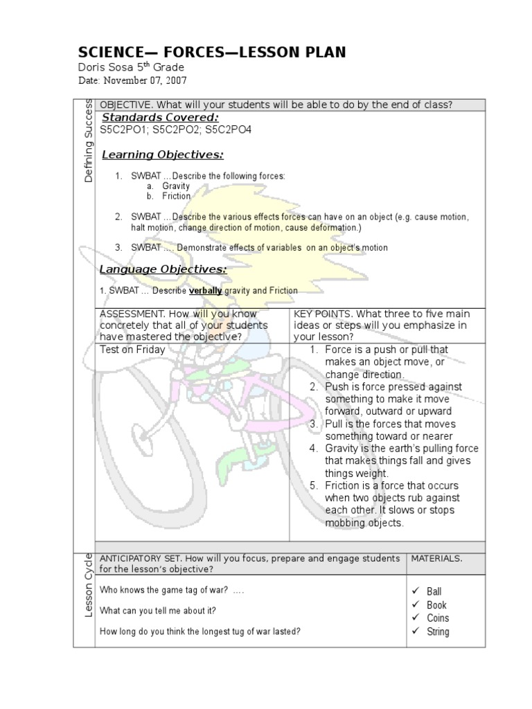 Lesson Plan Forces | PDF | Friction | Force
