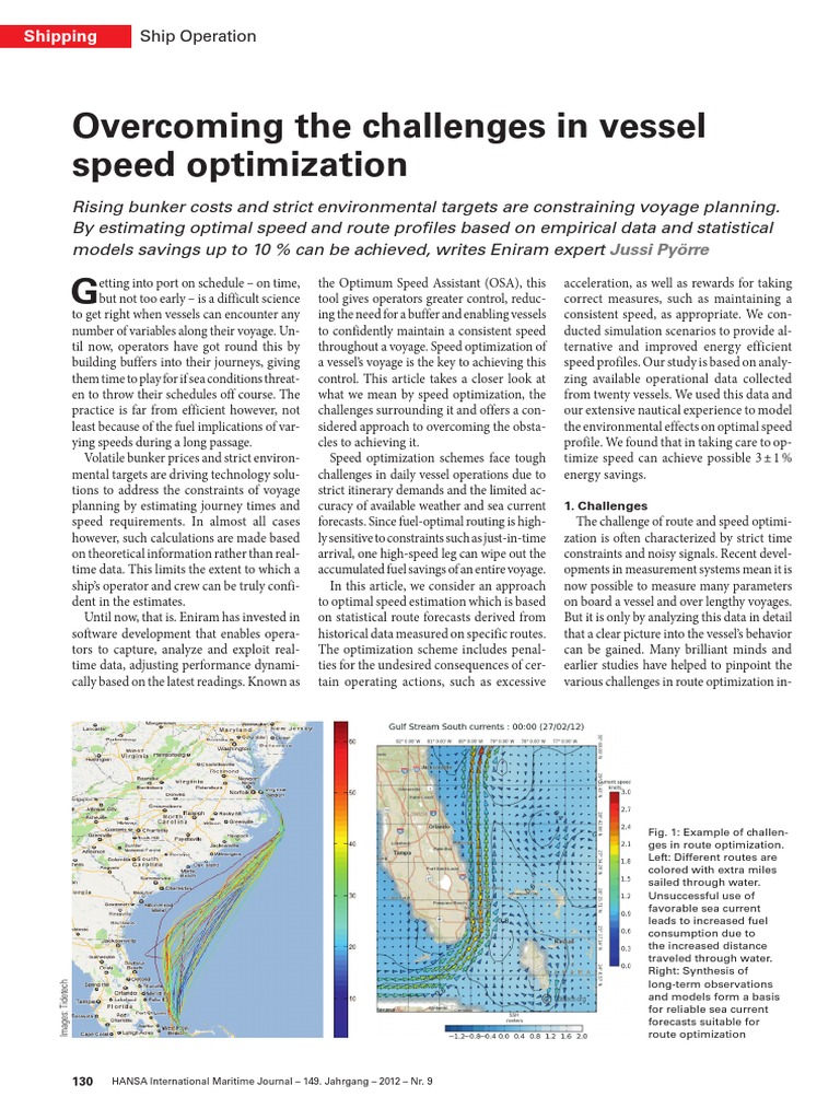 2012 10 Hansa Overcoming The Challenges in Vessel Speed Opt | PDF ...