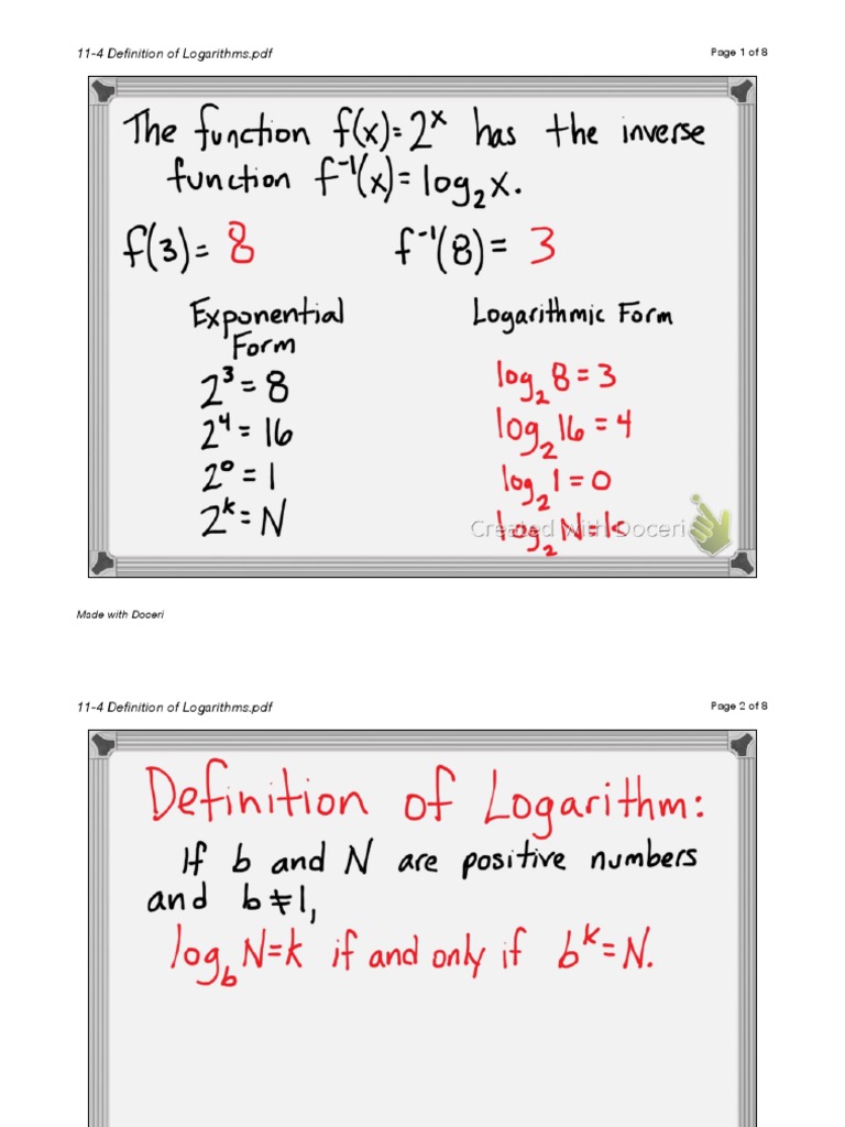 11-4 Definition of Logarithms | PDF