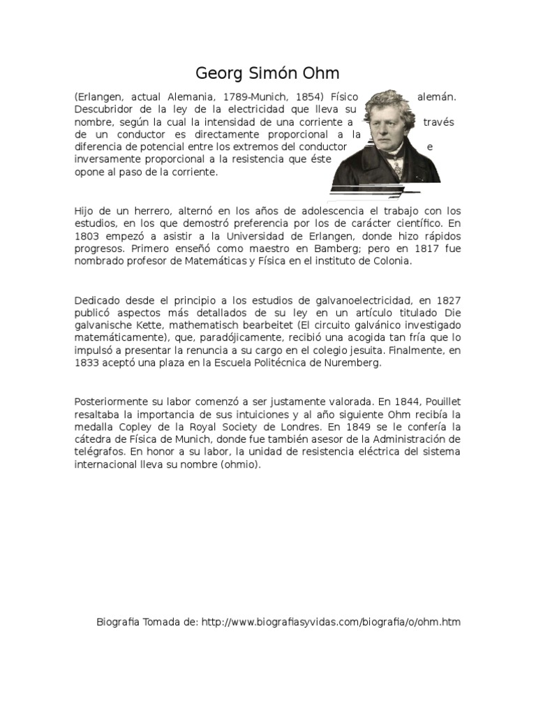 Biografia Georg Simón Ohm | PDF
