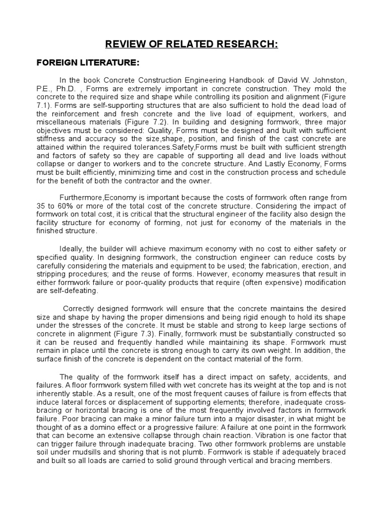 Foreign Literature and Study - Formworks | PDF | Concrete | Wood