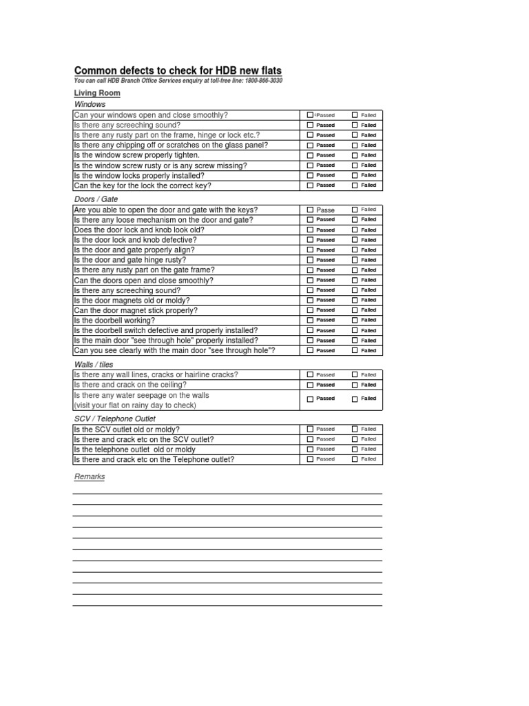 HDB Defects Checklist 1 | PDF