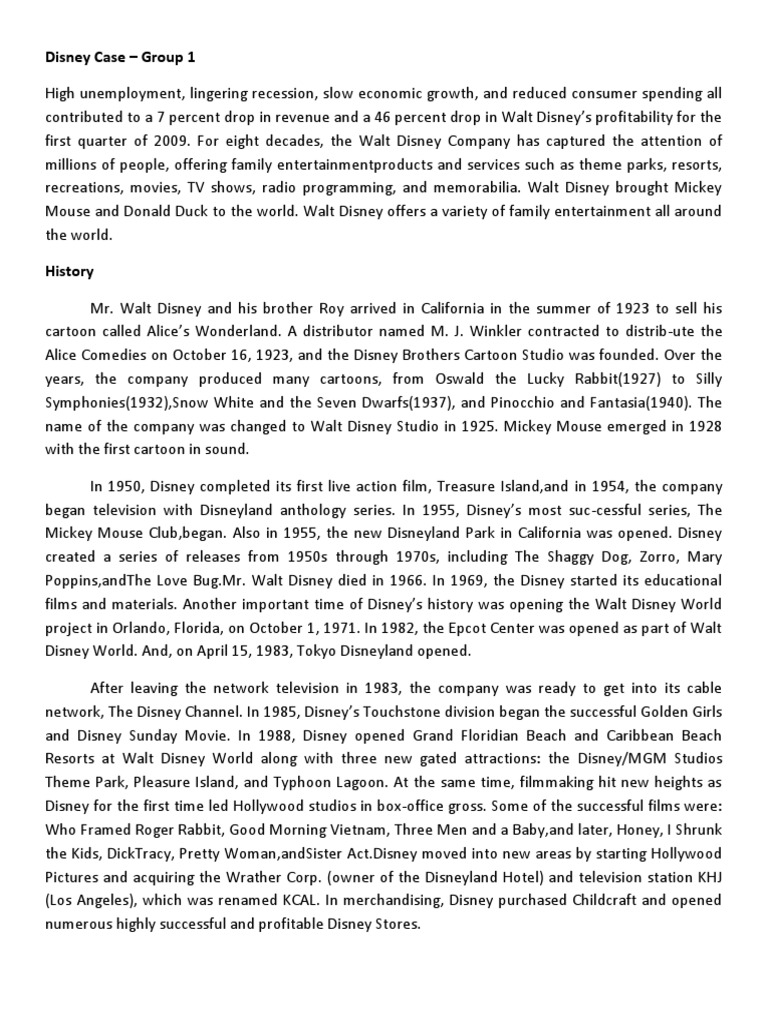 Disney Case - Strategic Management | PDF | The Walt Disney Company ...
