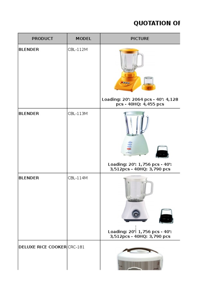 Quotation of Home Appliances | PDF | Cookware And Bakeware ...