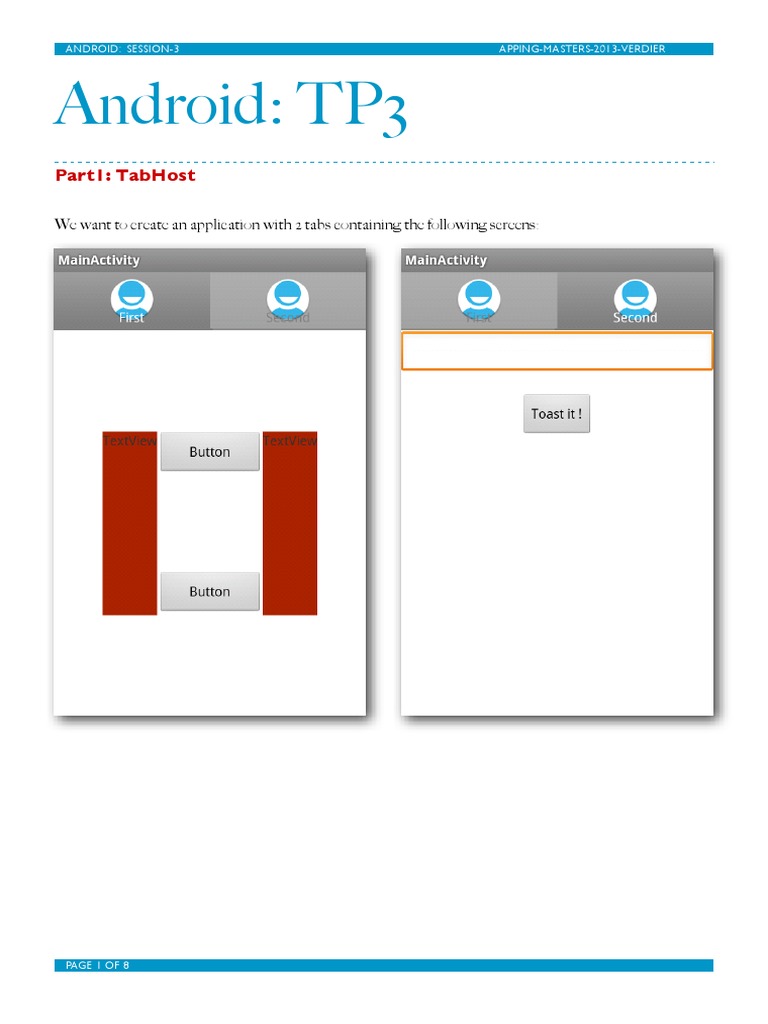 Android: Tp3: Part1: Tabhost | PDF | Tab (Gui) | Android (Operating System)