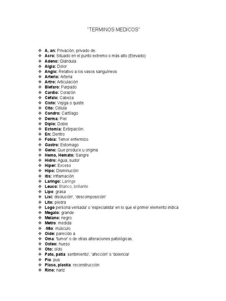 Términos Médicos | PDF | Órgano (anatomía) | Anatomía humana