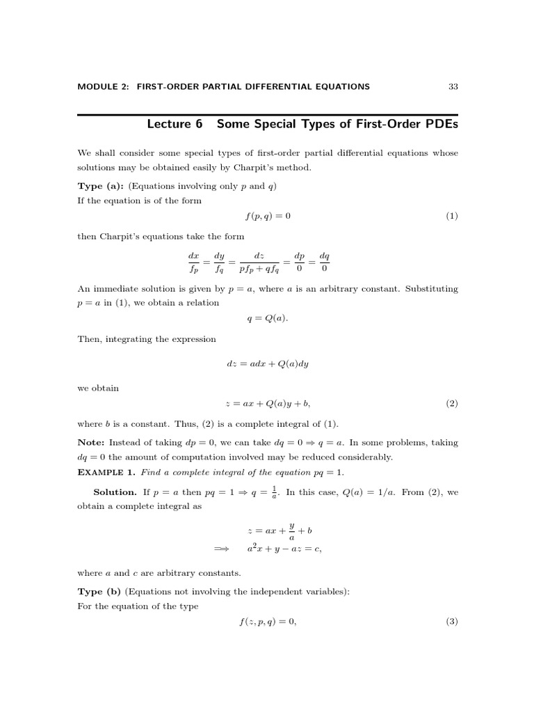 First-Order PDEs: Charpit's Method | PDF | Partial Differential Equation | Differential Equations