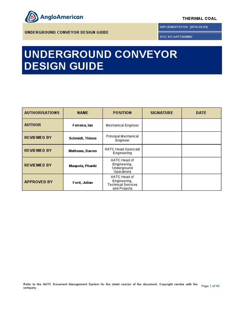 Underground Conveyor Design Guide | PDF | Belt (Mechanical) | Mining