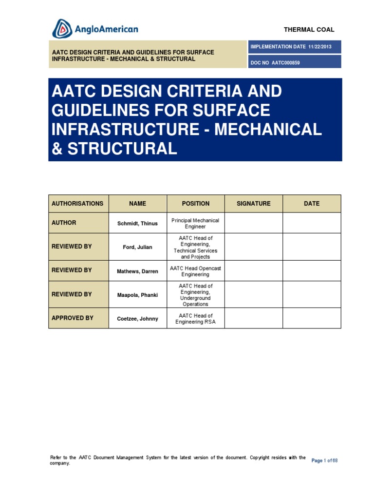 AATC Design Criteria and Guidelines For Surface Infrastructure ...