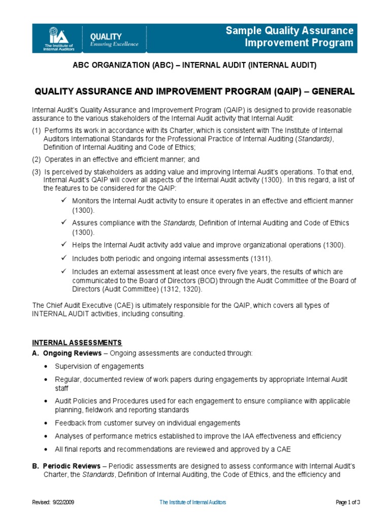 Model Quality Assurance Improvement Program | Download Free PDF ...
