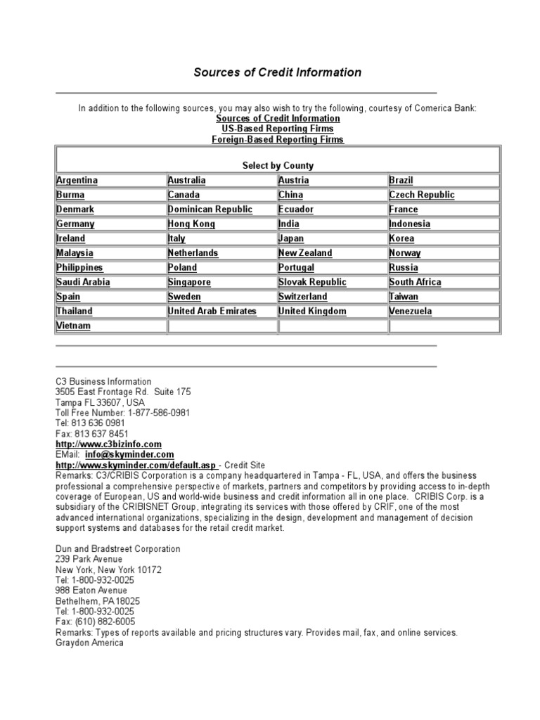 Sources of Credit Information | PDF | Credit Bureau | Credit History