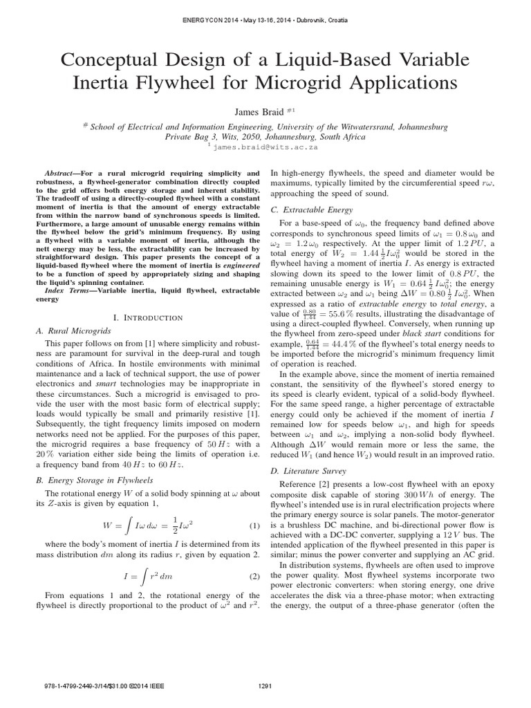 Flywheel Conceptual Design | PDF | Power Electronics | Electrical Grid