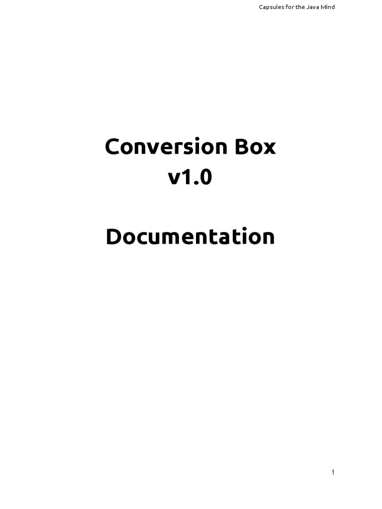 Conversion Box v1.0 Documentation | PDF | Json | Xml