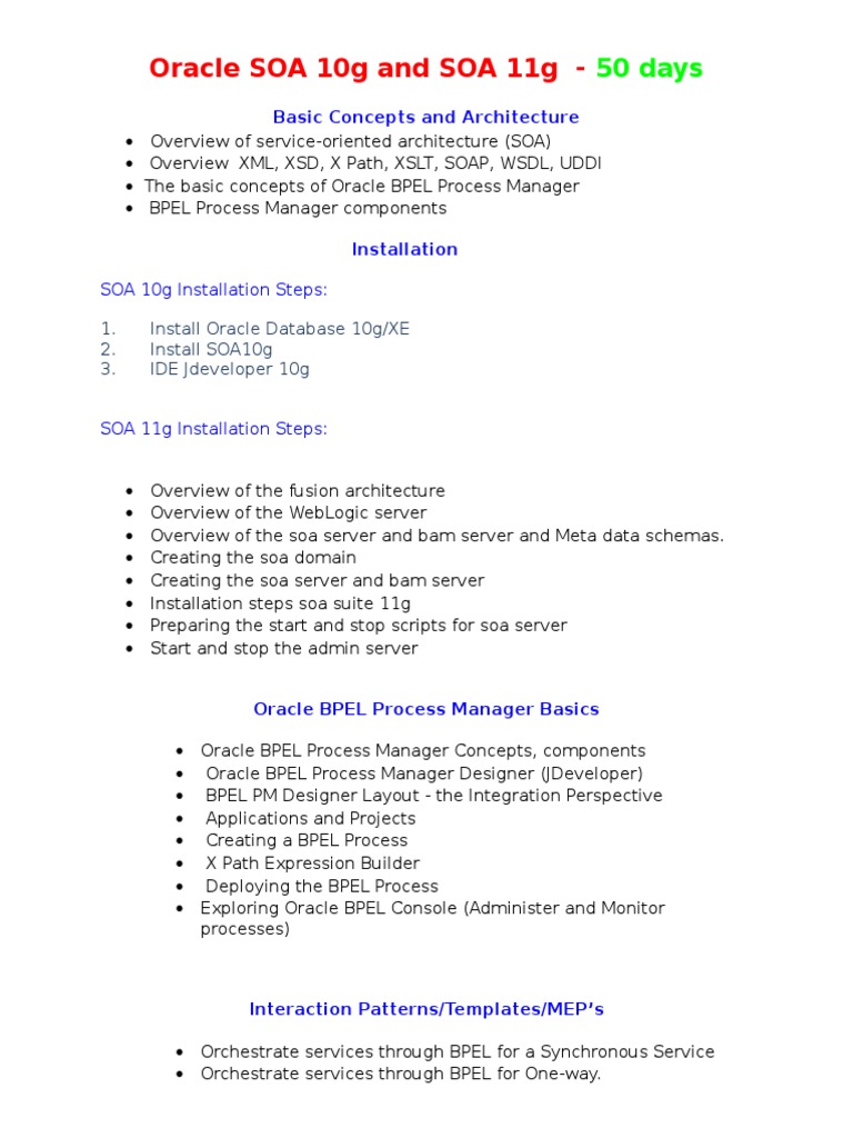 Oracle Soa 11g Syllabus Pdf Oracle Database Service Oriented Architecture 