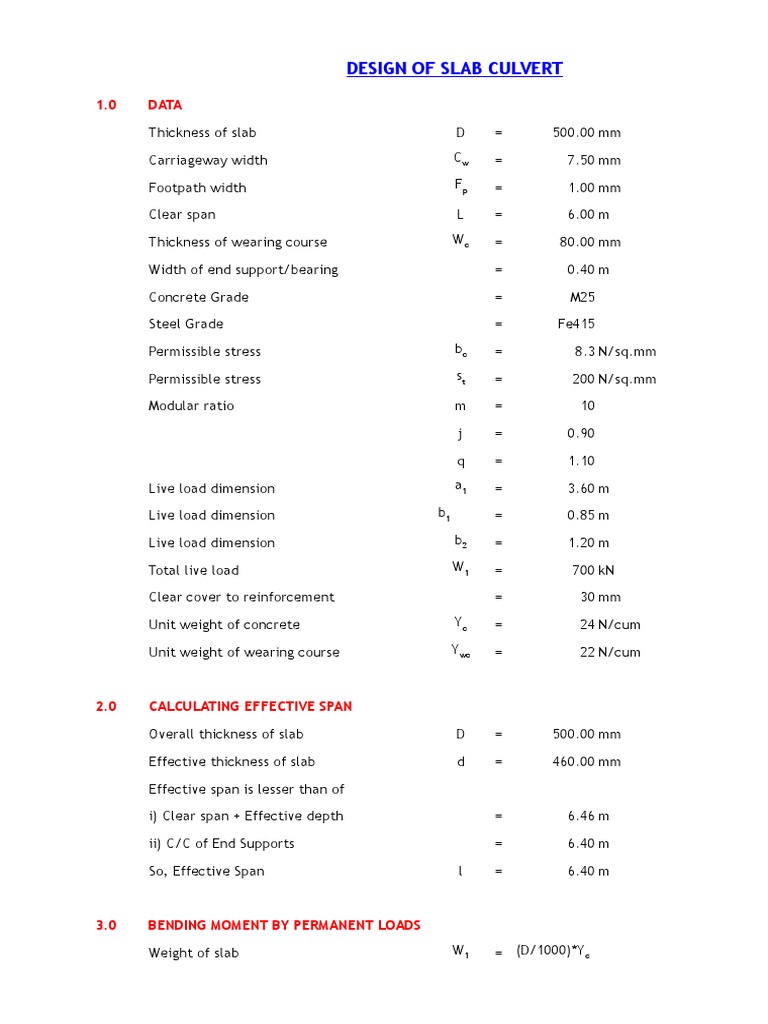 Design of Box Culvert | PDF | Mechanics | Applied And Interdisciplinary ...