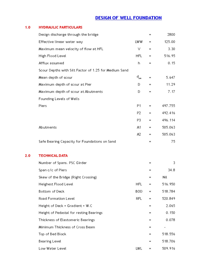 Design of Well Foundation | PDF | Civil Engineering | Structural ...