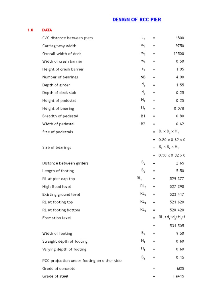 Design of RCC Pier | PDF | Building Materials | Structural Engineering