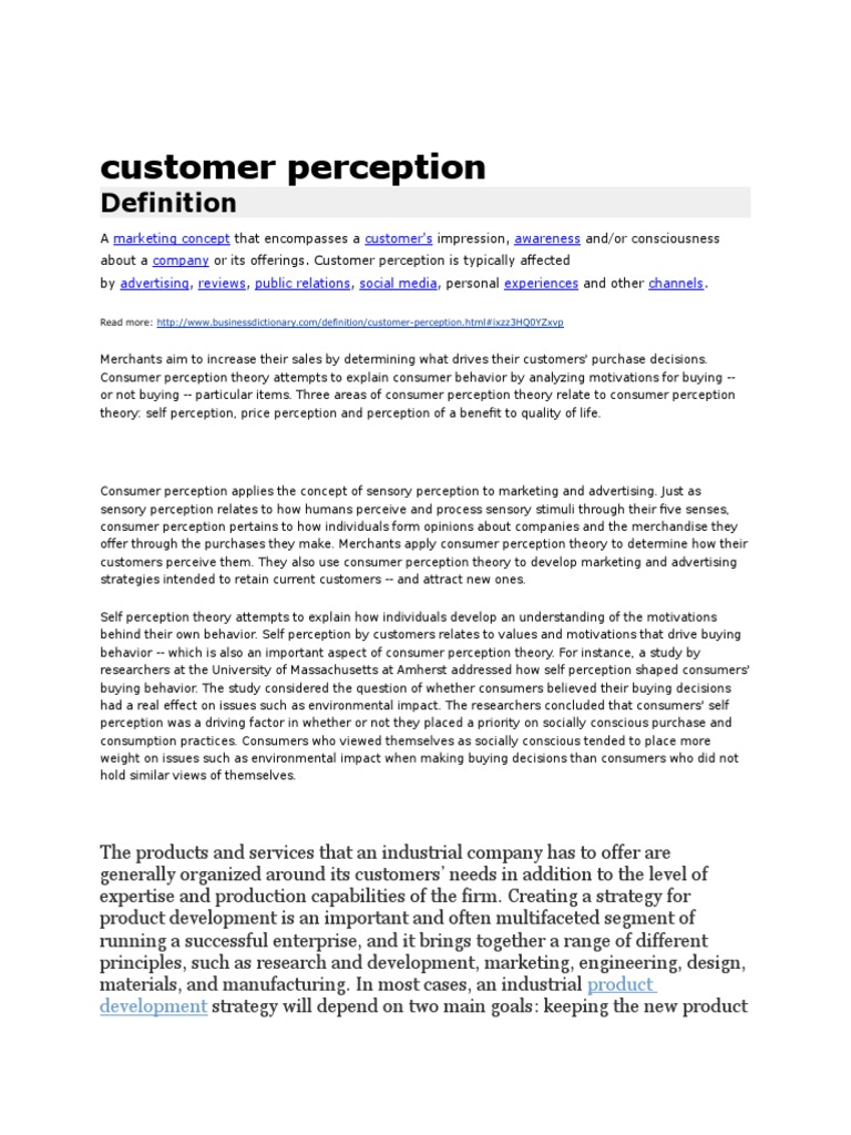 Customer Perception | Perception | Marketing