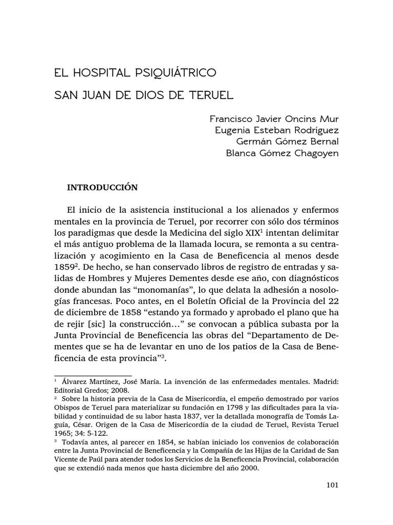 Historia de La Psiquiatria en Aragón-Psiqui-Teruel | PDF | Hospital | Enfermería