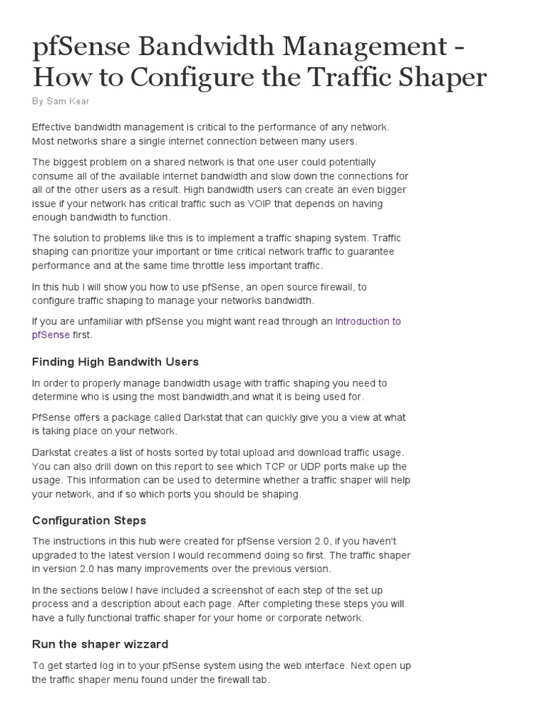 PfSense Bandwidth Management - How To Configure The Traffic Shaper ...