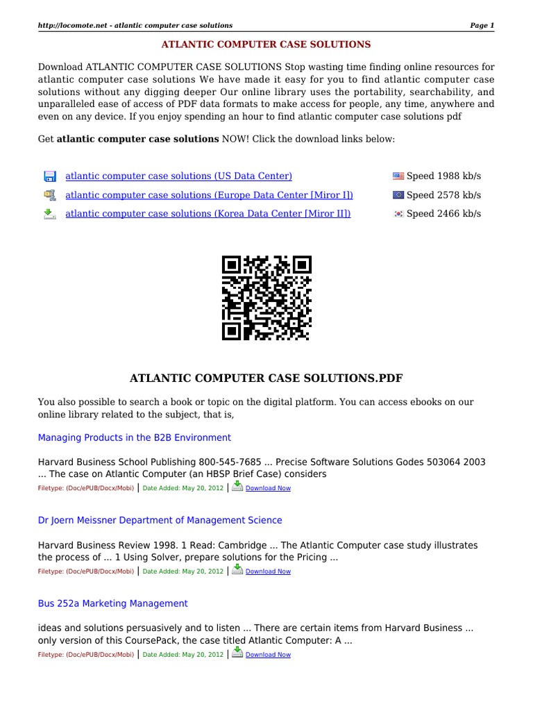 Atlantic Computer Case Solutions | PDF | E Books | Computing