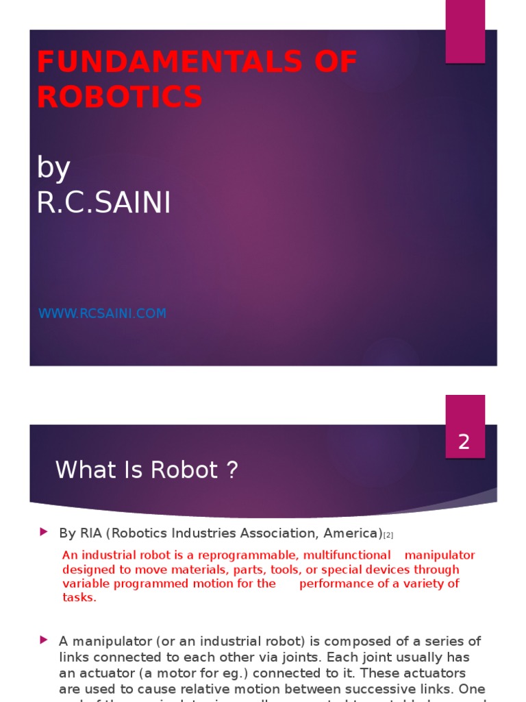 Fundamentals of Robotics | PDF | Robot | Robotics