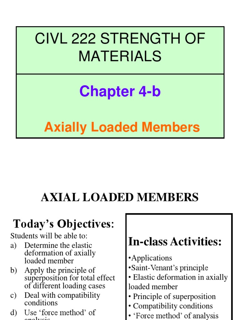 Chap4b-Axially Loaded Members | Stress (Mechanics) | Elasticity (Physics)