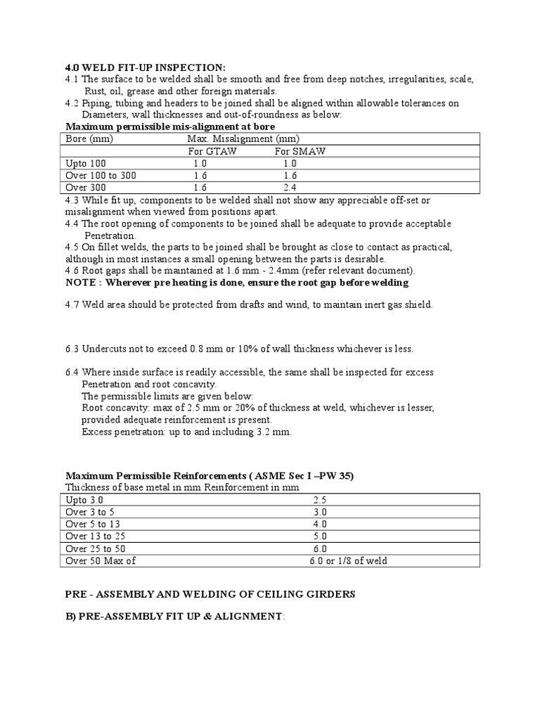 Weld Fit Up Tolerance | Welding | Engineering Tolerance