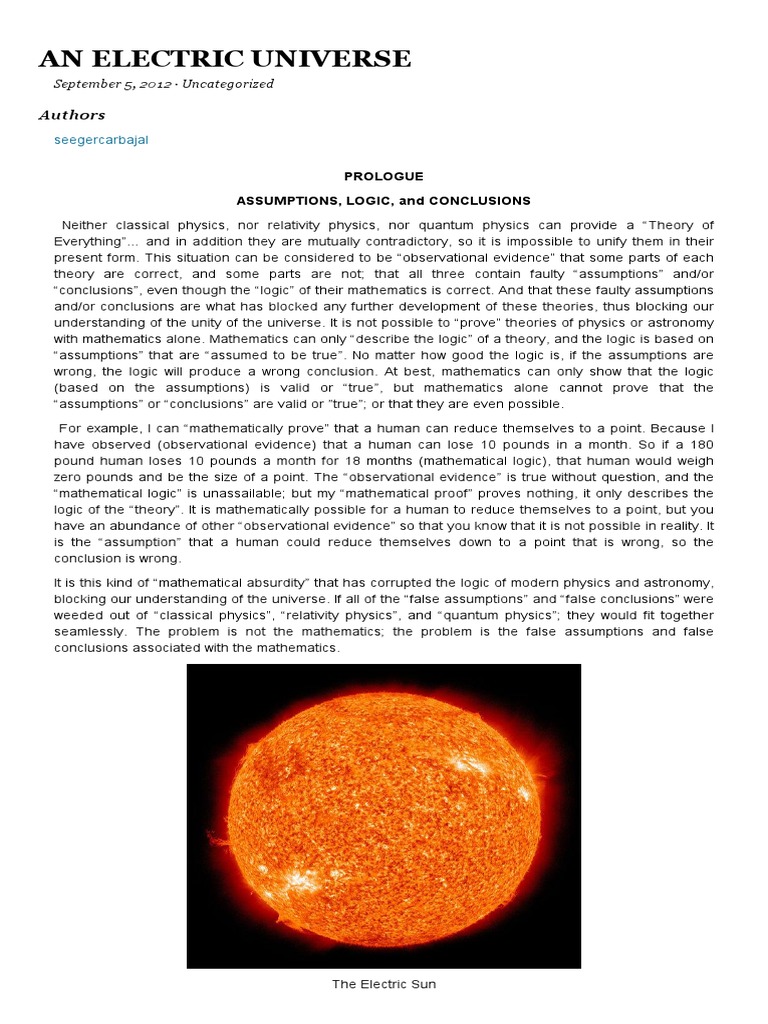 Electric Universe - Electromagnetic Gravity | PDF | Gravity | Quantum ...