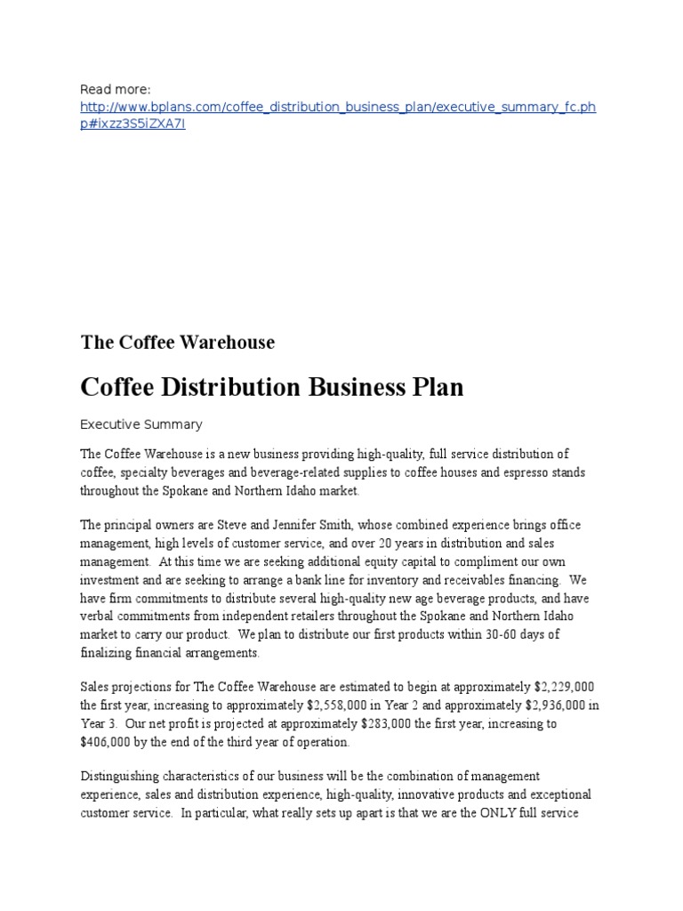 Coffee Distribution Business Plan | Download Free PDF | Expense | Value ...