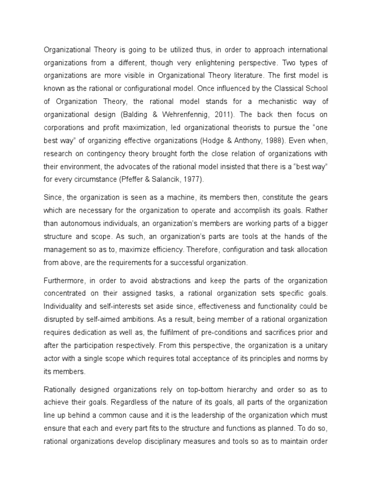 Rational and Coalitional Models | PDF | Resource | Organizational Structure