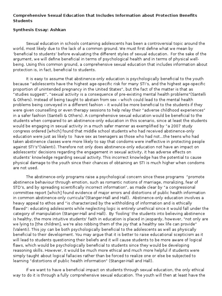 Comprehensive Sex Education vs. Abstinence | PDF | Sex Education ...