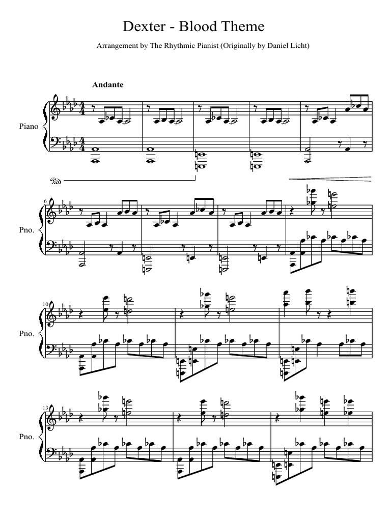 Dexter - Blood Theme Arrangement | PDF