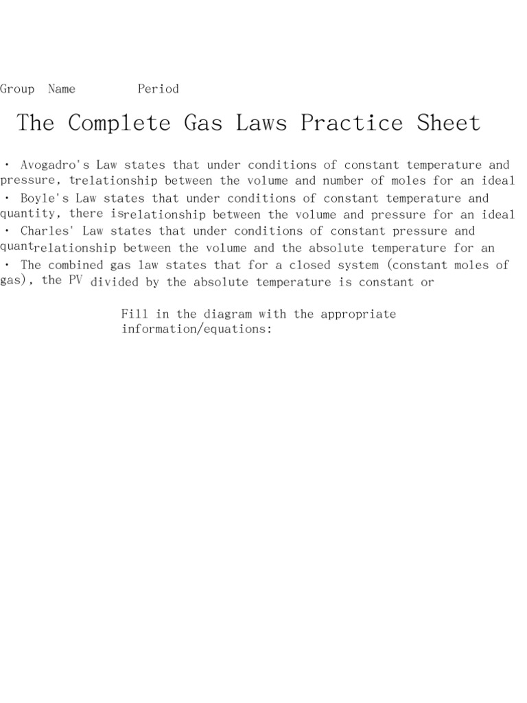 Complete Gas Laws Practice | PDF | Gases | Pressure