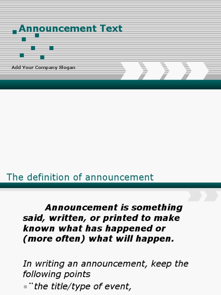 Announcement Text: Add Your Company Slogan | PDF